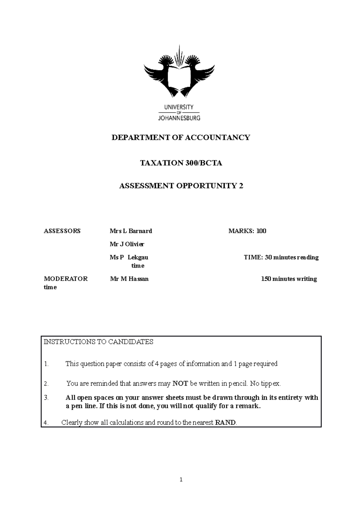 Test 2 2018 - taxation test 2 2018 question paper - DEPARTMENT OF ...