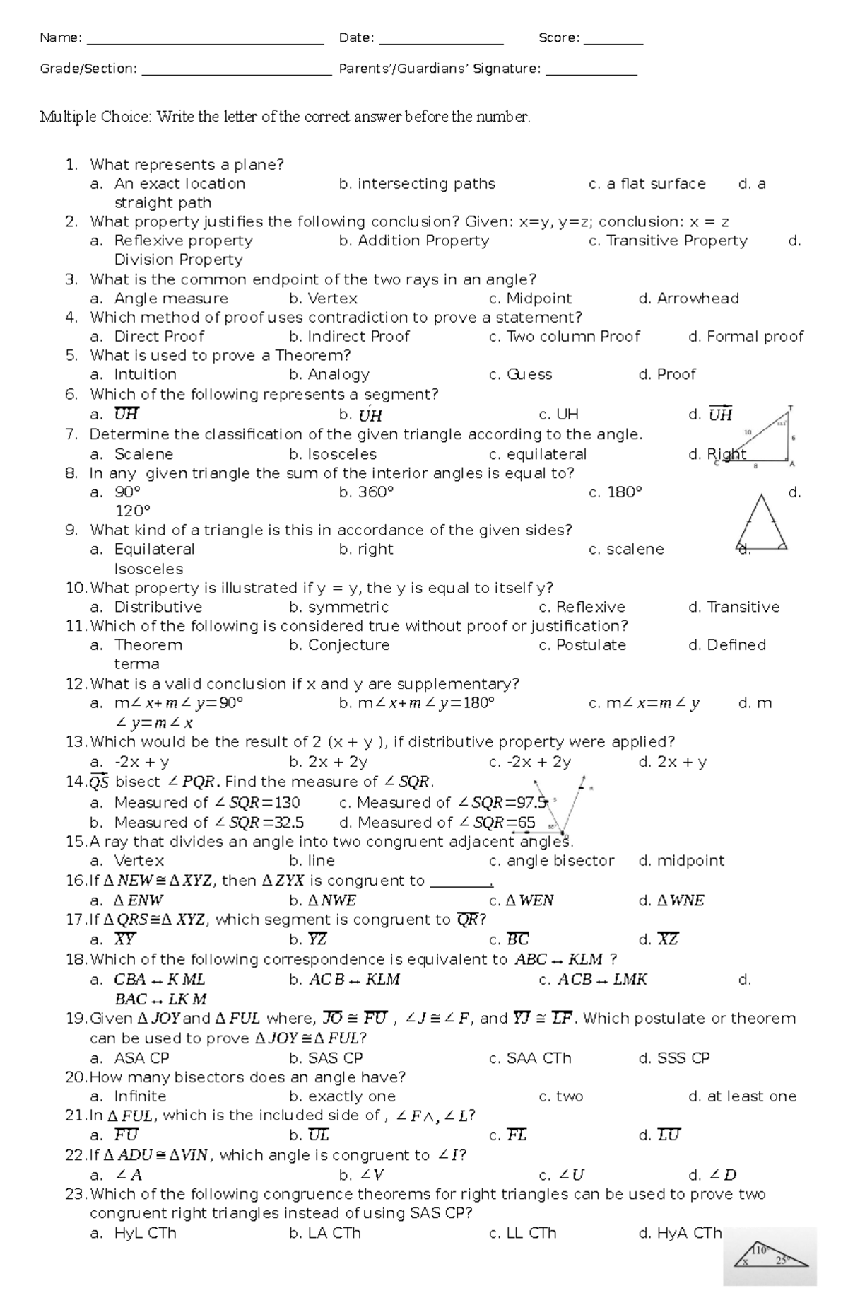 Q3 mathematics 8 - Name: ____________________________________ Date ...