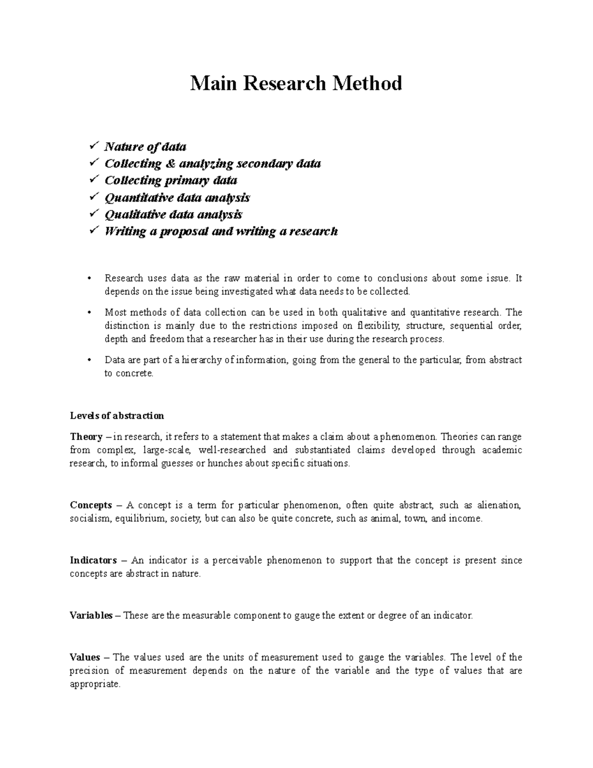 Main-Research-Method - Main Research Method Nature of data Collecting ...