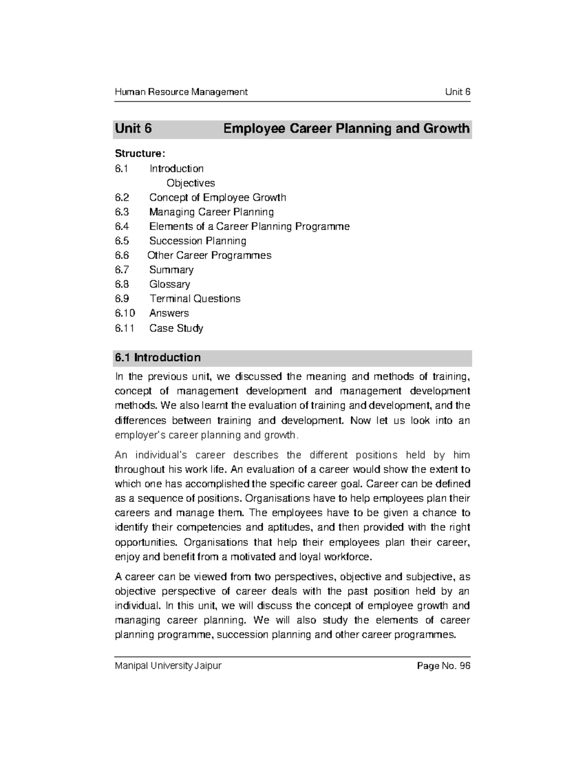 Unit 06 - Employee Career Planning and Growth - Unit 6 Employee Career ...