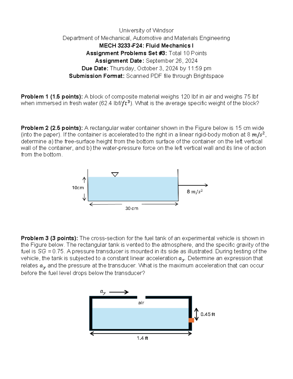 Assignment 3 Oct 3 2024 - Tutorial 03 - University of Windsor Department of Mechanical ...
