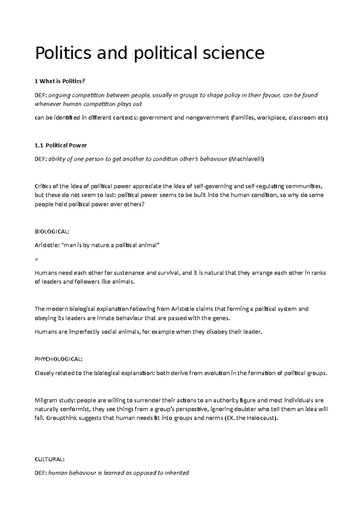 Chapter 1- politics and political science - Introduction To Politics ...