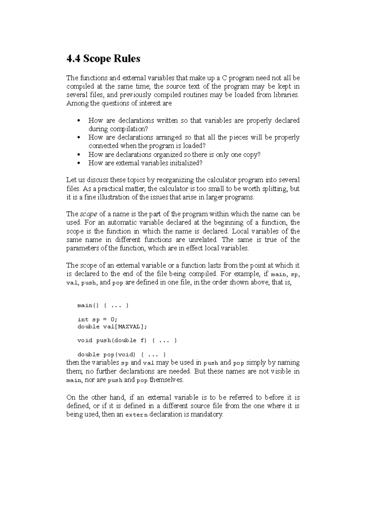 Lesson 9 - lecture notes - 4 Scope Rules The functions and external ...