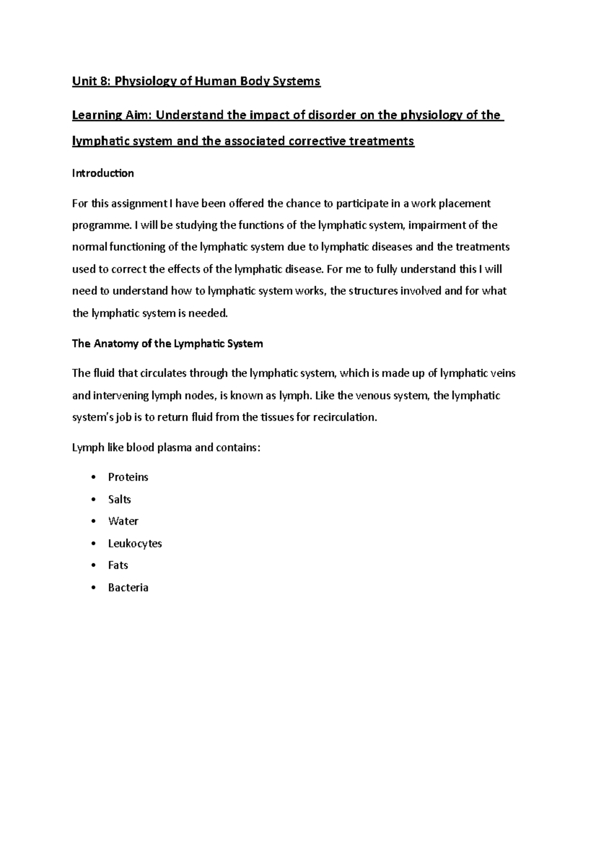 Assignment 2 - Unit 8: Physiology of Human Body Systems Learning Aim ...