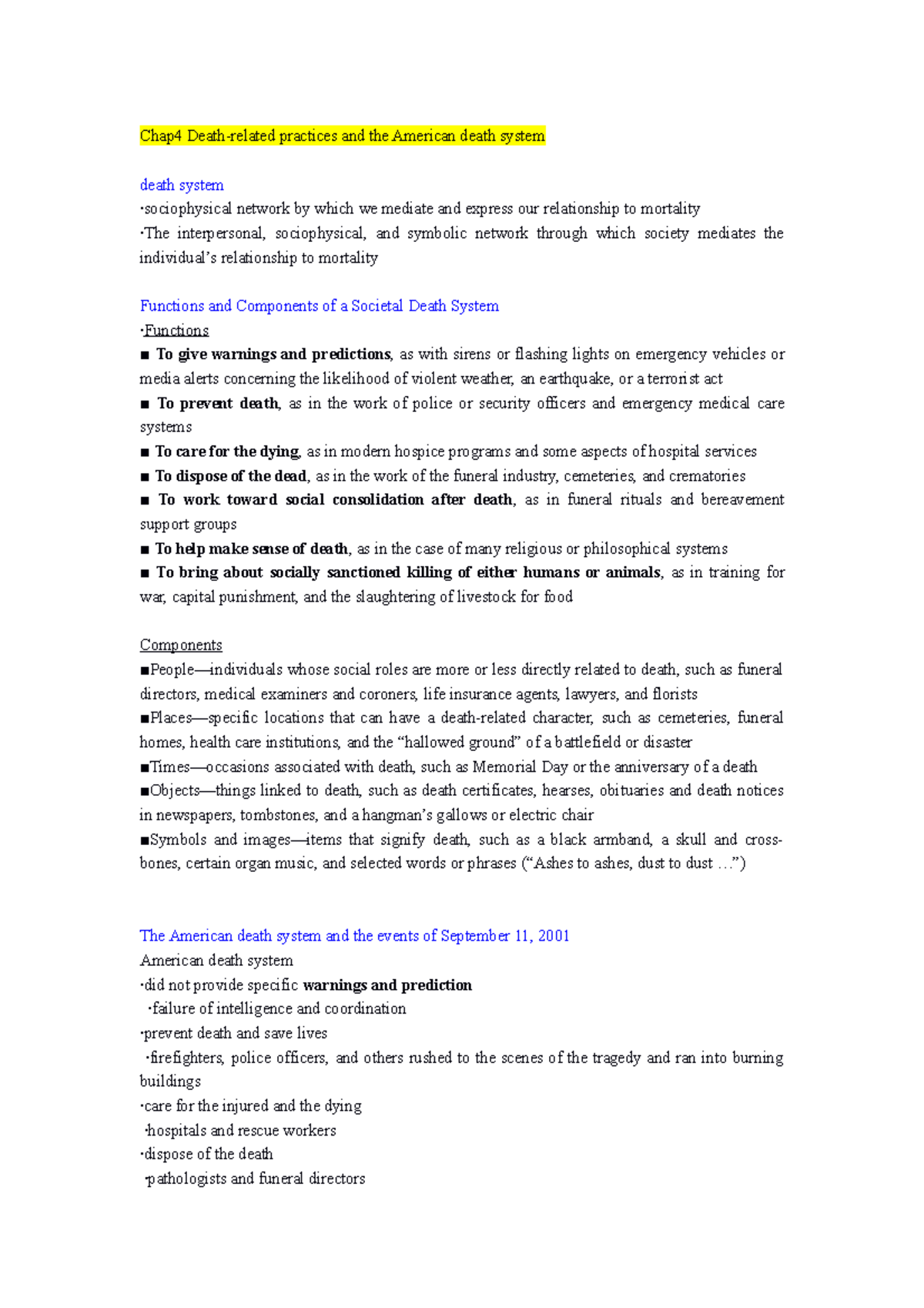 Chap4 Death - textbook note - Chap4 Death-related practices and the ...