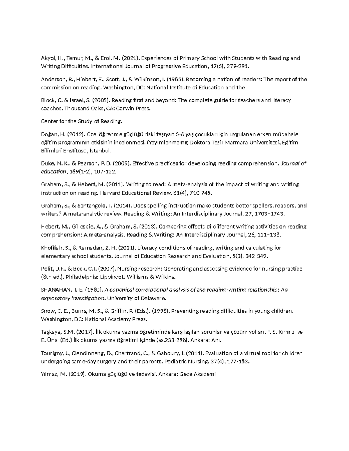 Reference - Summary Bachelor of Secondary Education - Akyol, H., Temur ...