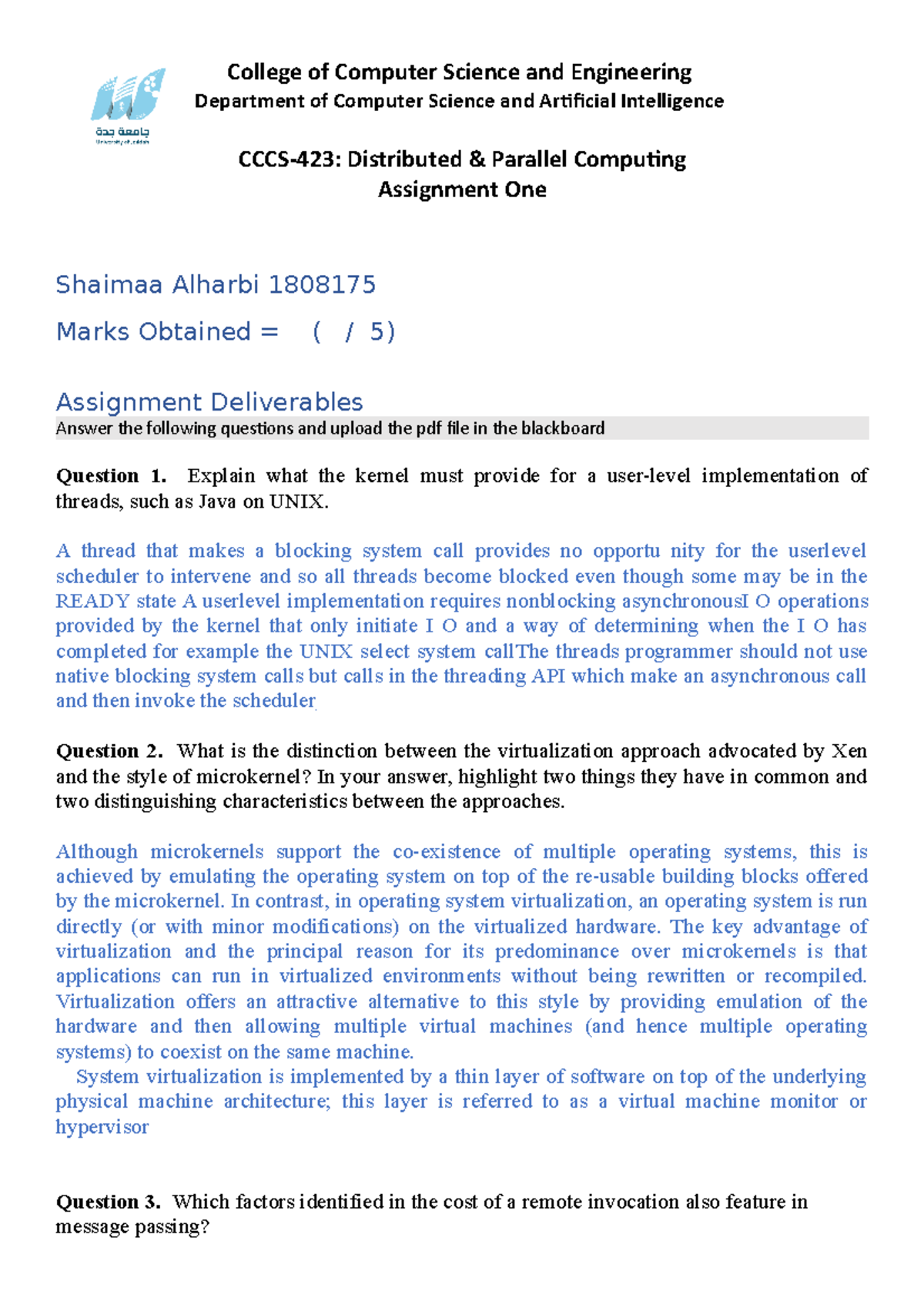 CCCS-423 Assignment 1 - College of Computer Science and Engineering ...