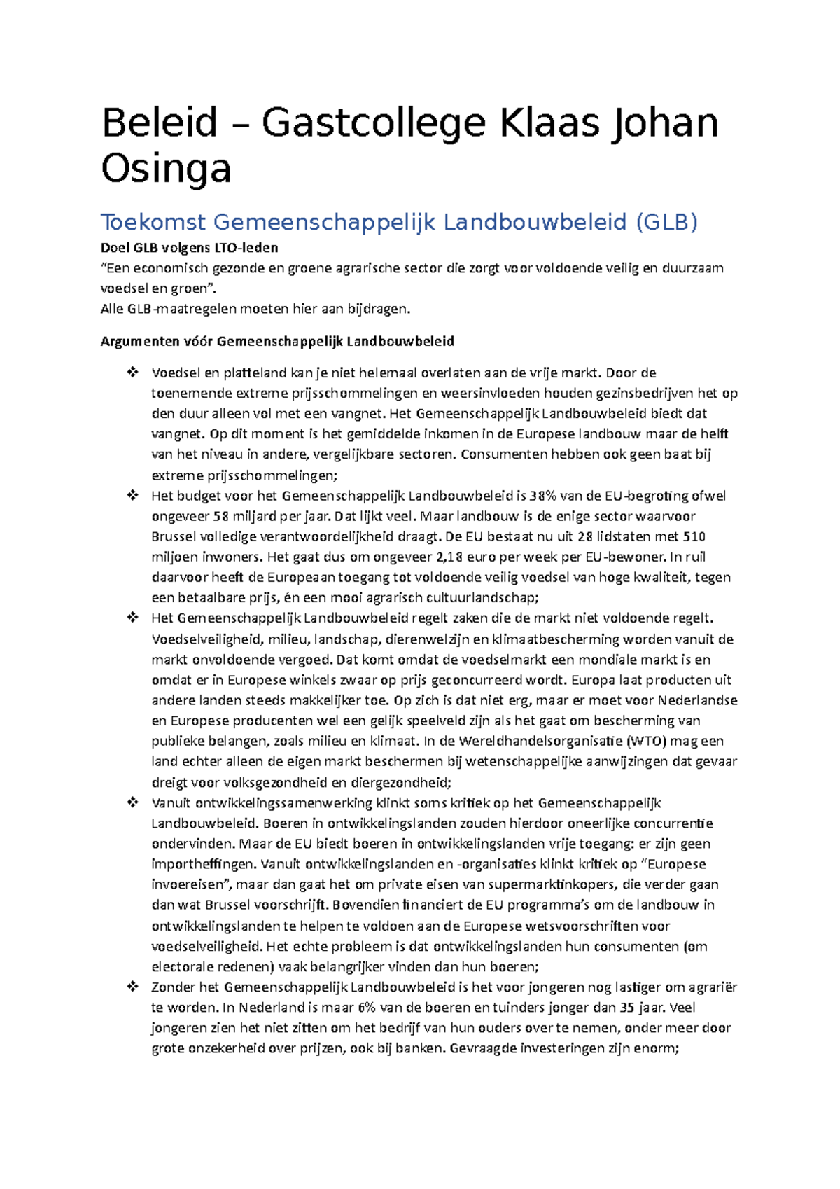 Beleid Gastcollege Klaas Johan Osinga - Beleid – Gastcollege Klaas ...