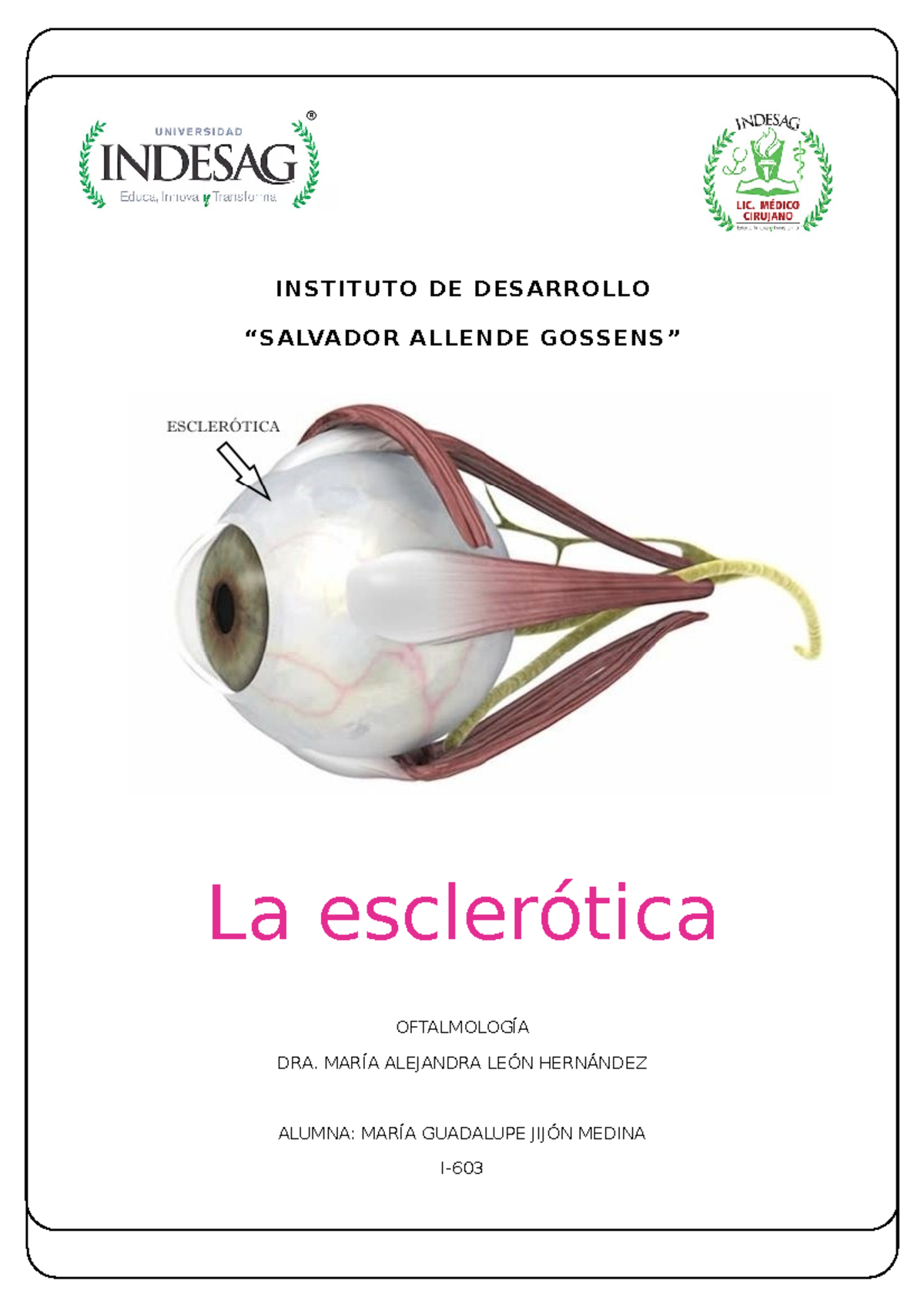 Resuemn Esclera - INSTITUTO DE DESARROLLO “SALVADOR ALLENDE GOSSENS” La ...
