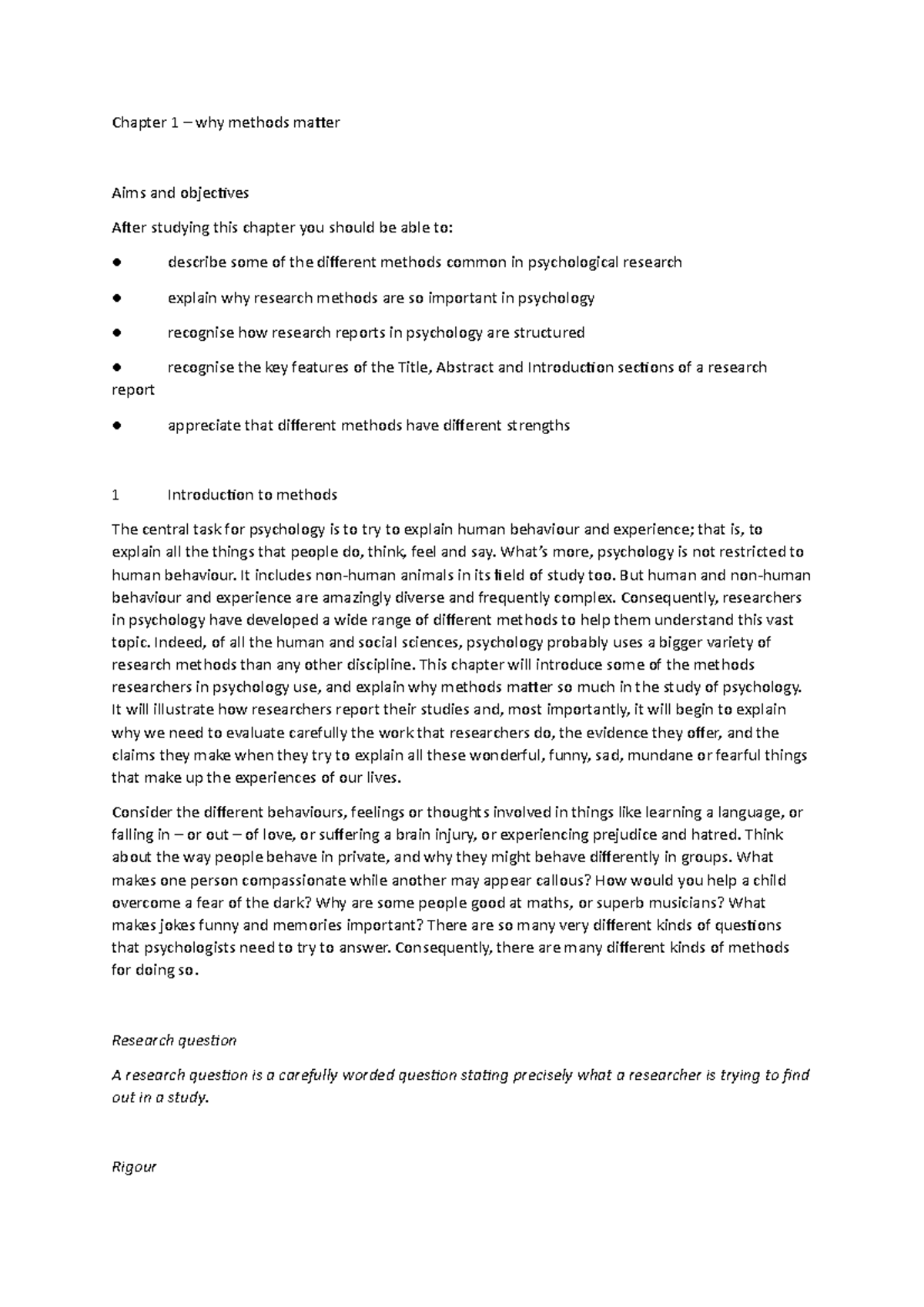 Chapter 1 - 1, 1 - in depth notes on the investigating methods textbook ...