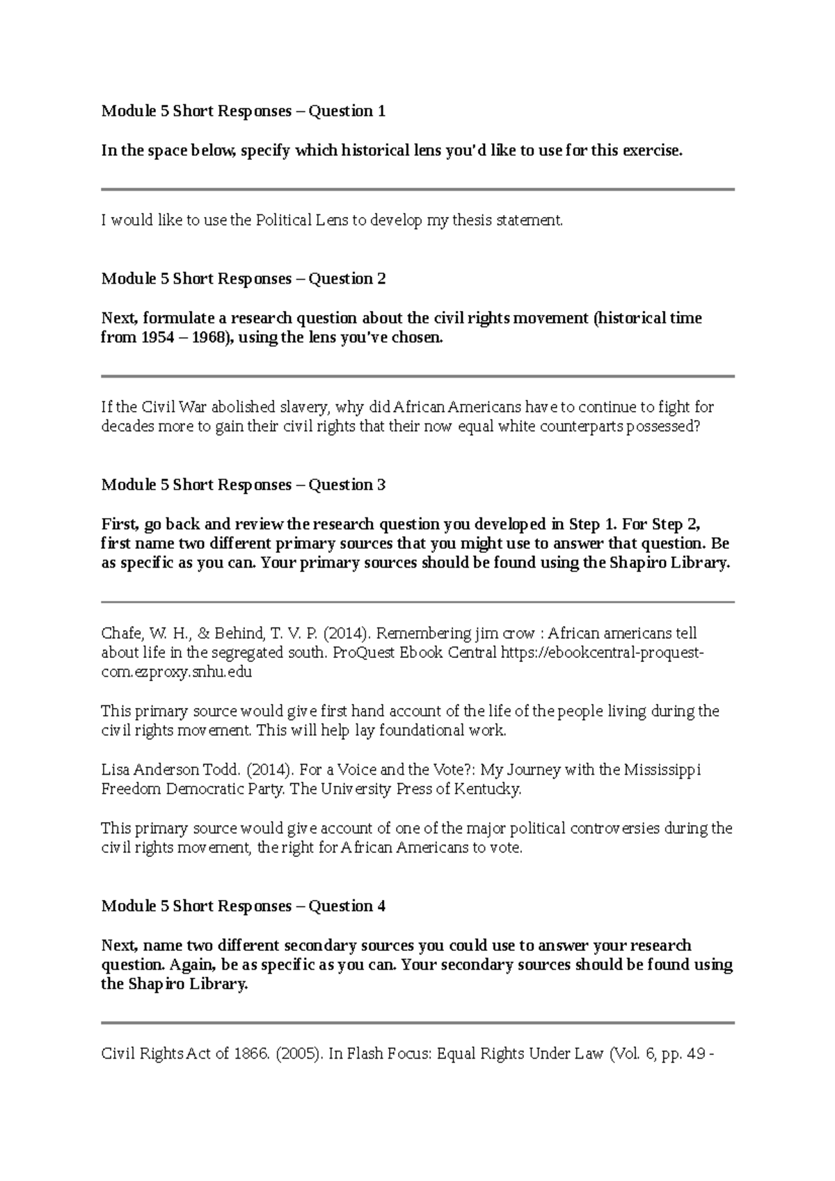 History 5-2 Module Short Responses - Module 5 Short Responses ...