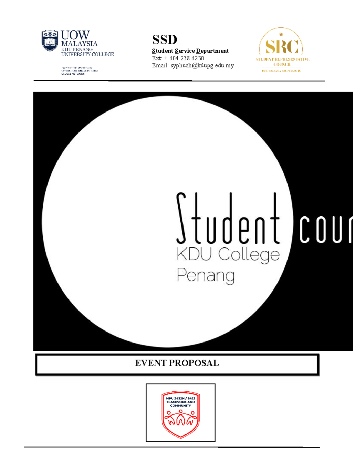 Proposal - intresting - Student Service Department Ext: + 604 238 6230 ...