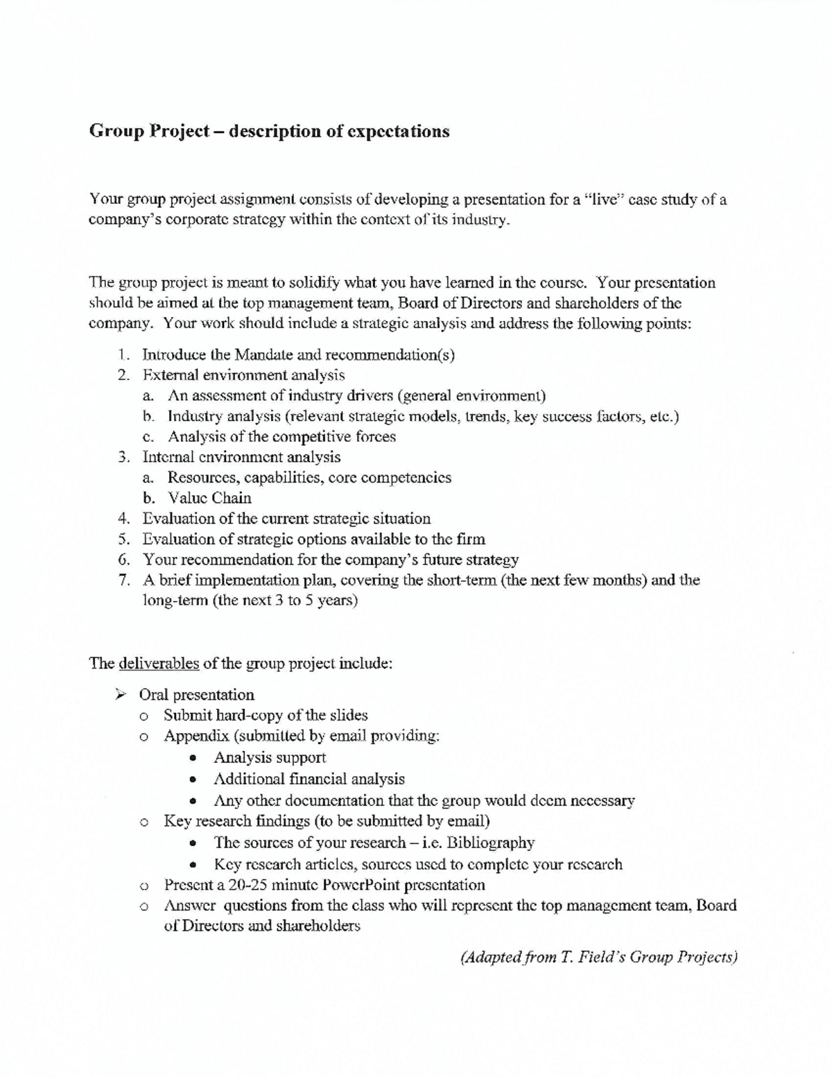 Group Project - it is a presentation only - COMM 401 - Studocu