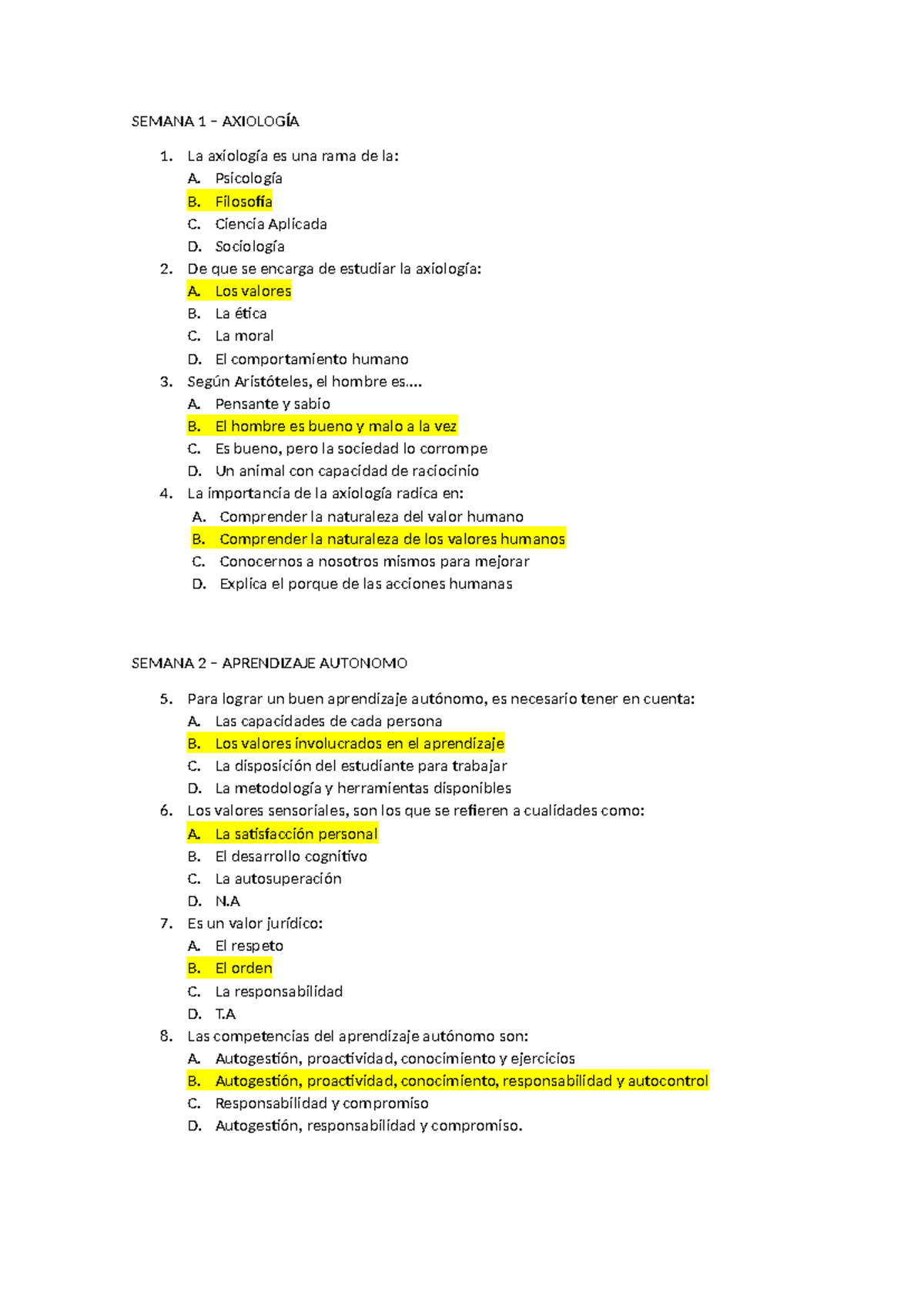Examenes 4to -DEE - para el premiun - SEMANA 1 – AXIOLOGÍA La axiología ...