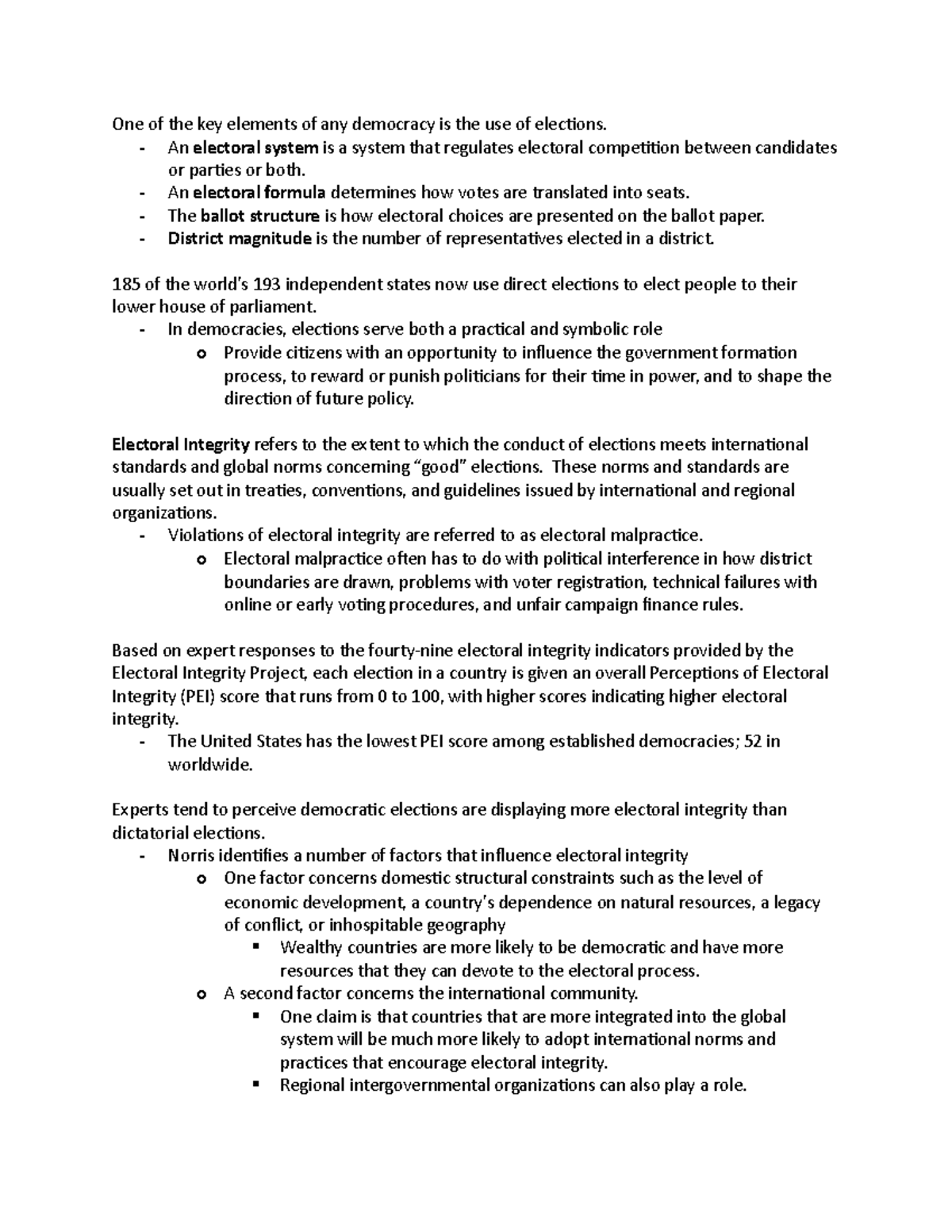 Chapter 13 Notes - One of the key elements of any democracy is the use ...