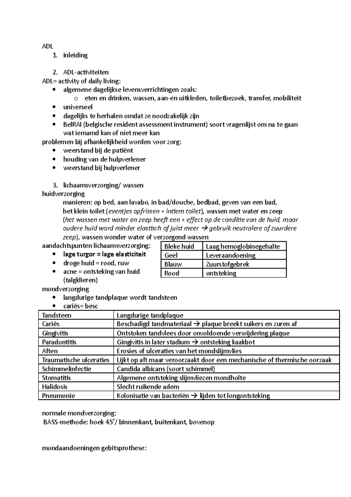 zorgthema1: dagelijkse zorg: ADL - ADL inleiding ADL-activiteiten ADL ...