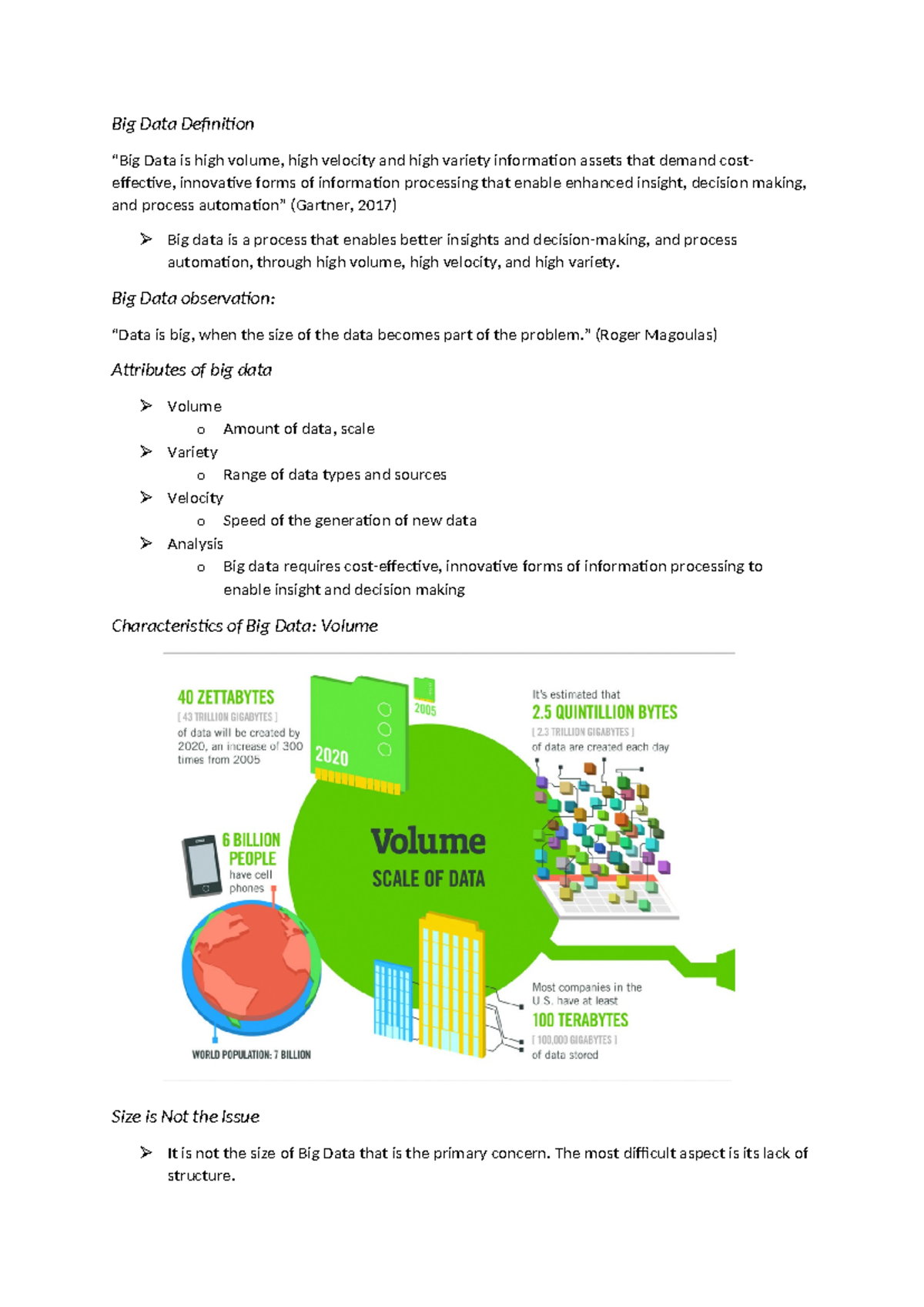 Lecture Notes Week 3 S1 - Big Data Definition “Big Data is high volume ...