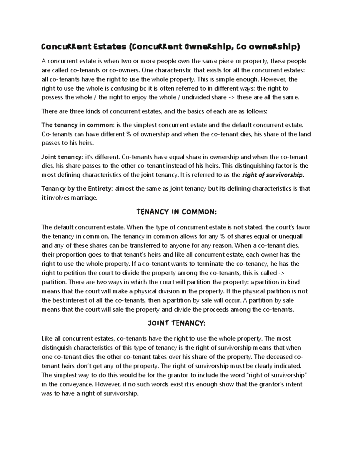 Concurrent estates - Resumen Business Law - C oncurr ent E states ...