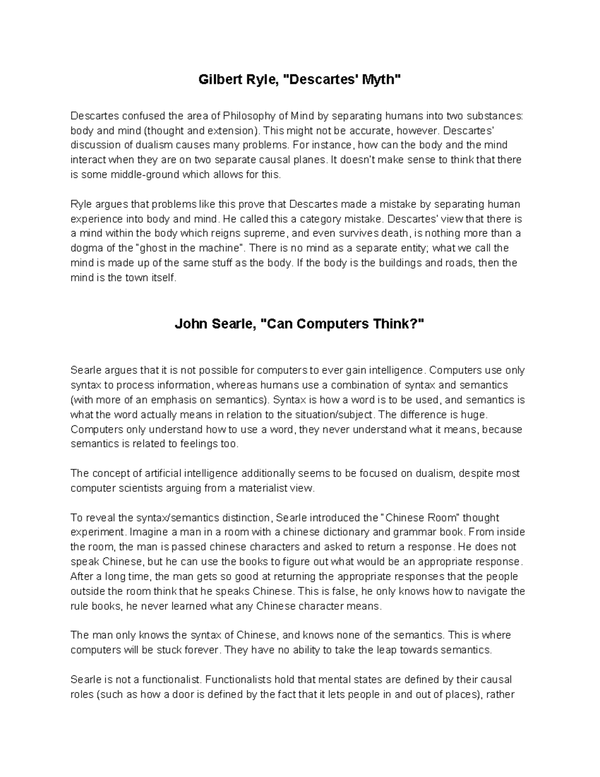 Revision and summaries of philosophers pdf - Gilbert Ryle, "Descartes ...