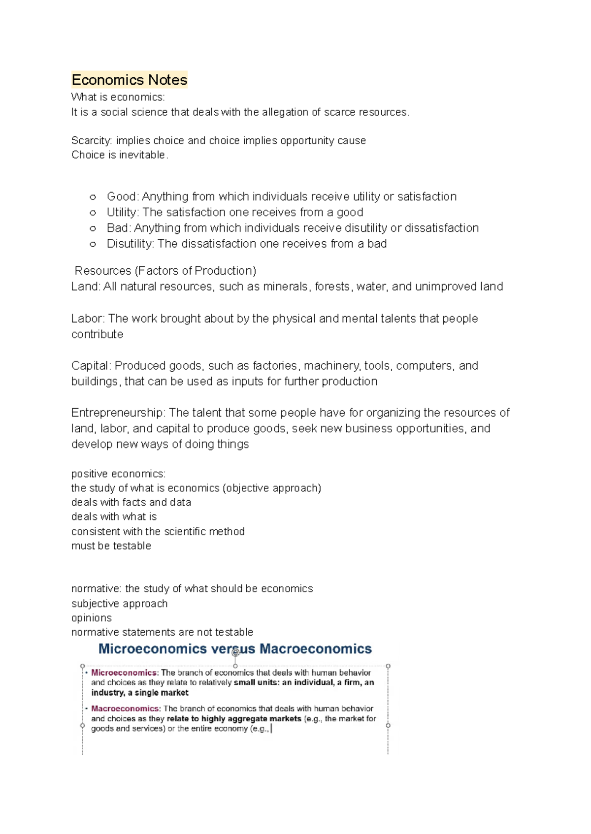 Microeconomics -2 - Economics Notes What is economics: It is a social ...