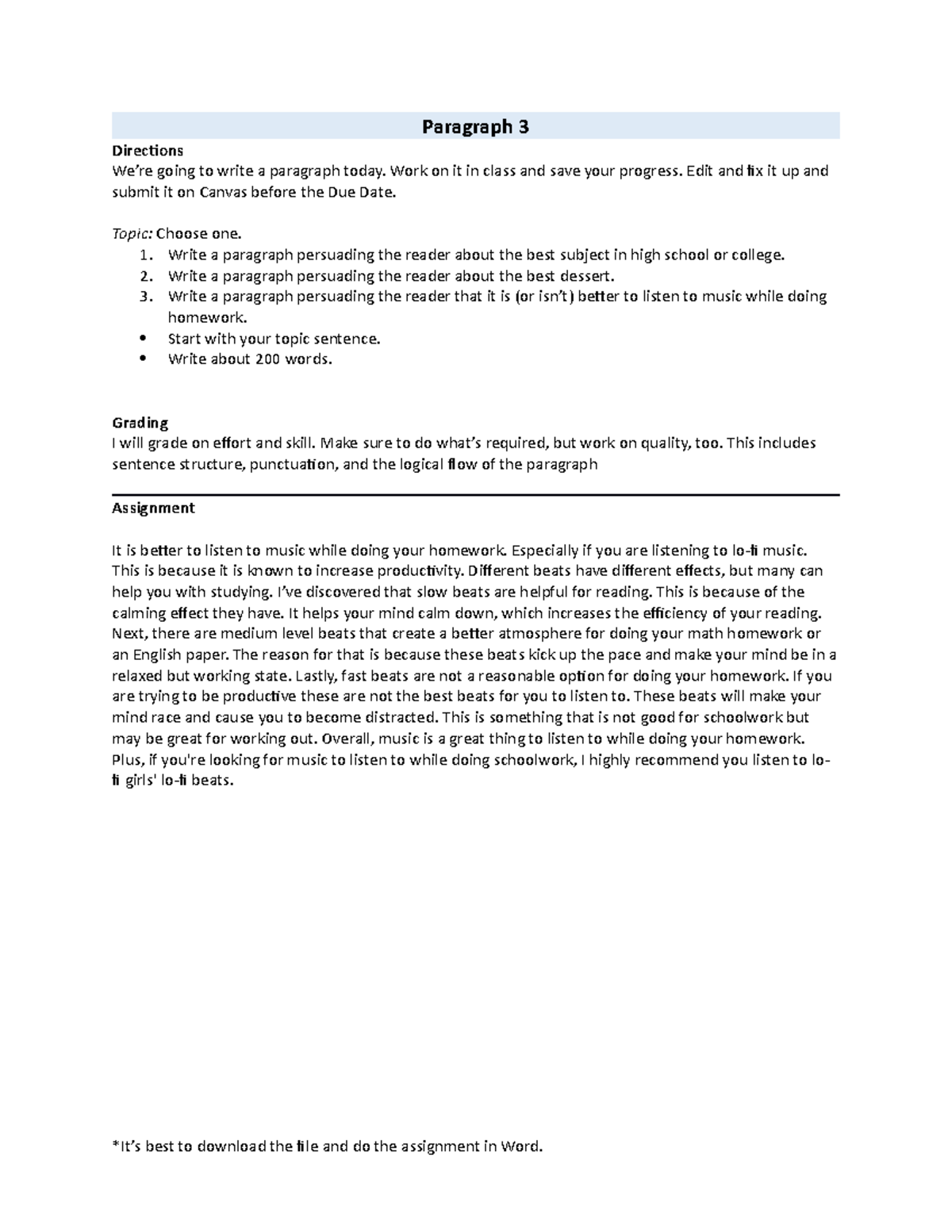 Paragraph 3-096 - Paragraph 3 Directions We’re going to write a ...