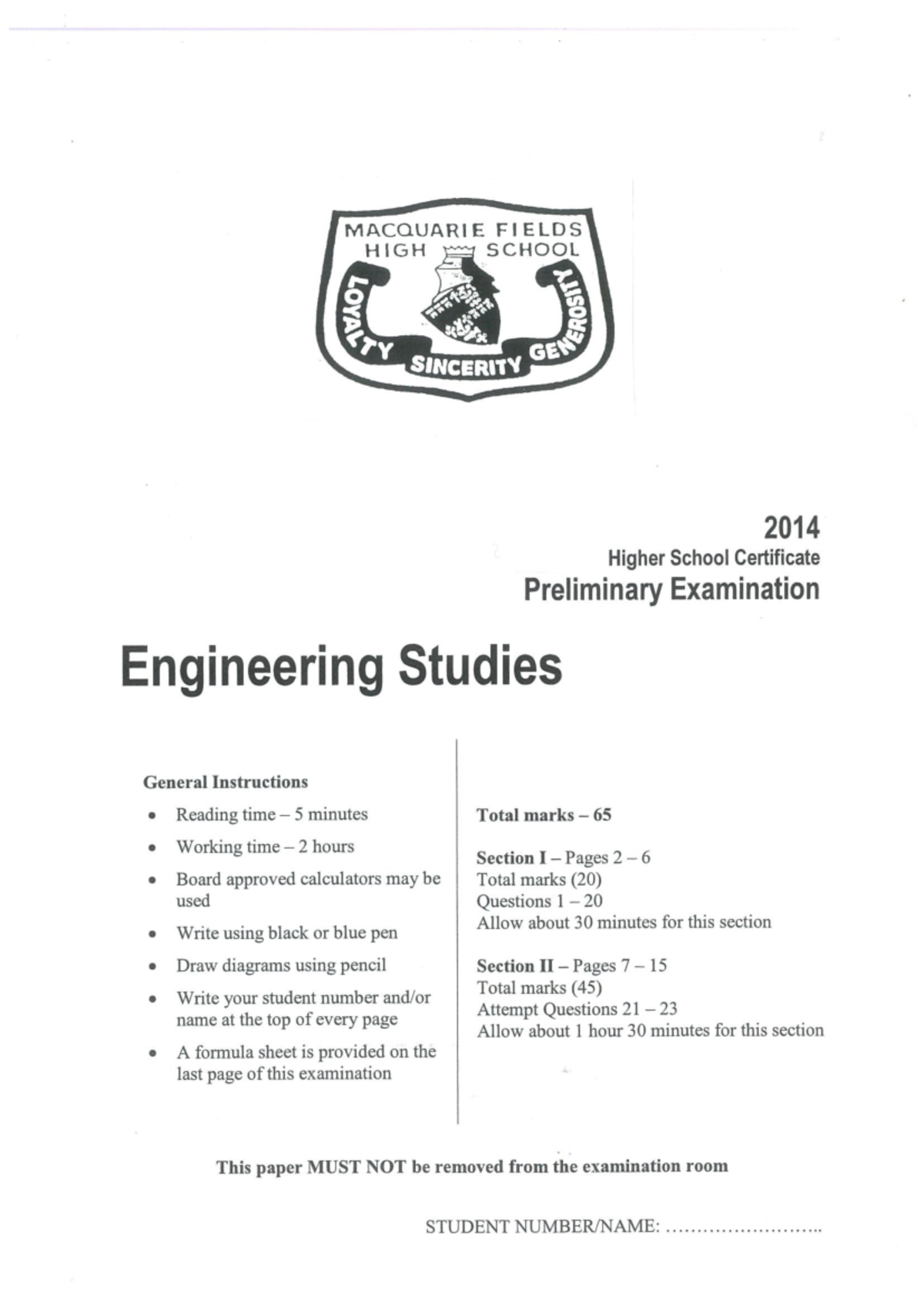 Pdfclean - 2014 Engineering - MFHS - Trial Paper - MACQUARIE FIELDS ...
