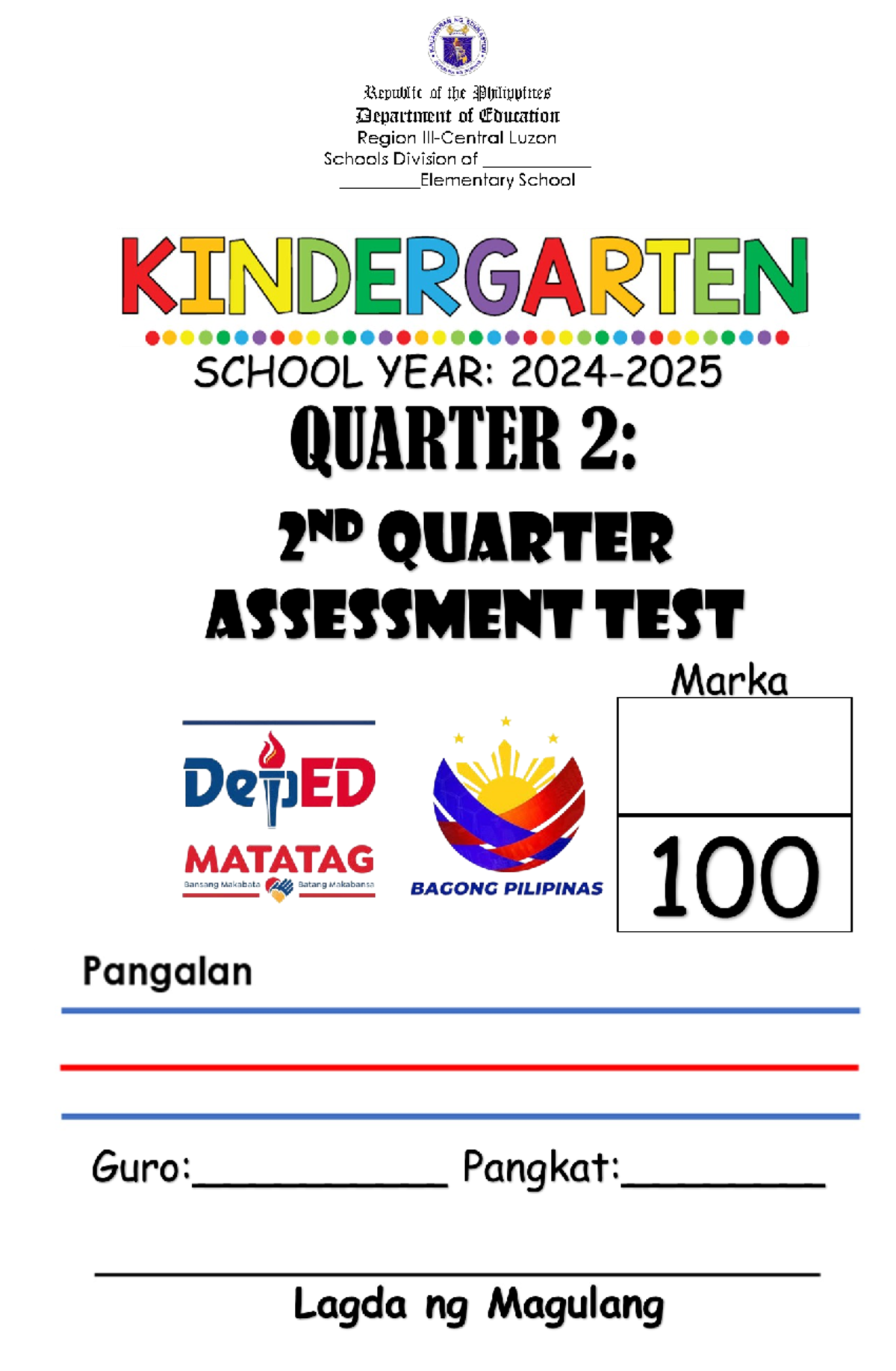 2ND Quarter Assessment TEST 2024 2025 - LITERACY, LANGUAGE AND ...