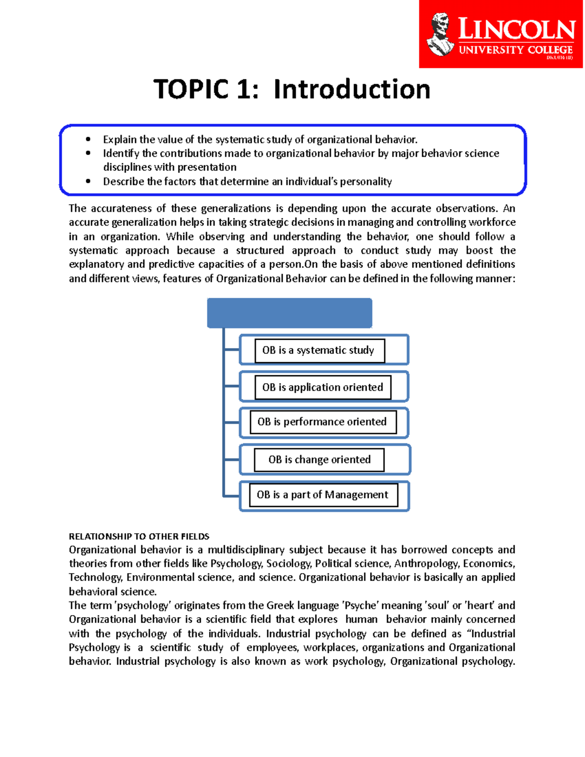 Topic 1 Edited - Note - TOPIC 1: Introduction Explain the value of the ...