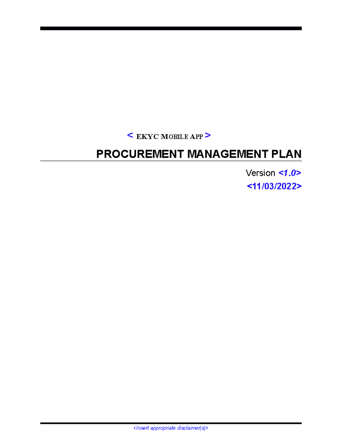 CNET307 - Group 7- Procurement Plan - PROCUREMENT MANAGEMENT PLAN ...