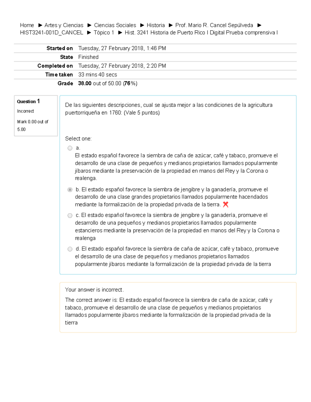 Historia de PR Examen 1, 2019- 2020 - Home Artes y Ciencias Ciencias ...
