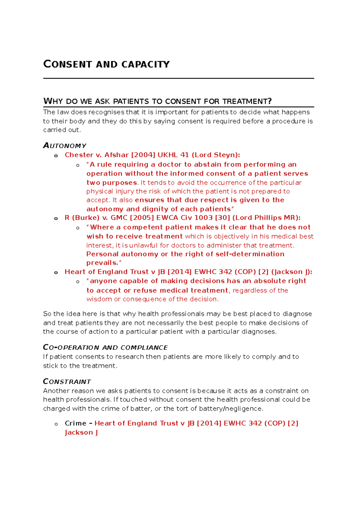 Consent and capacity - Notes - CONSENT AND CAPACITY WHY DO WE ASK ...