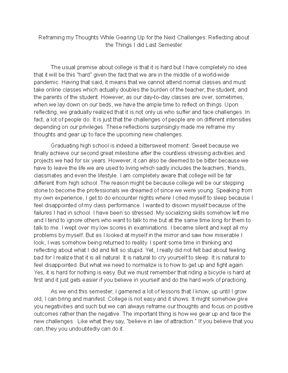 Reframing my Thoughts While Gearing Up for the Next Challenges - Having ...