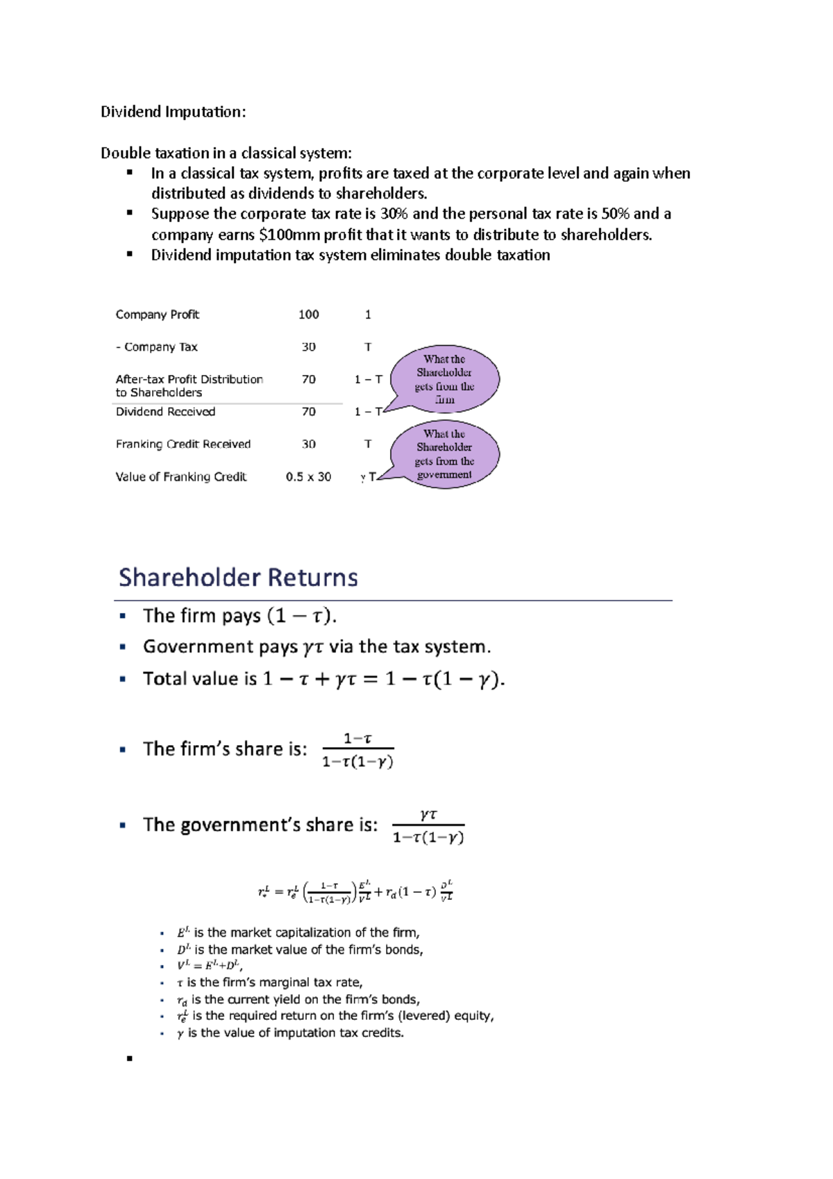 Dividend Imputation - Dividend Imputation: Double taxation in a ...