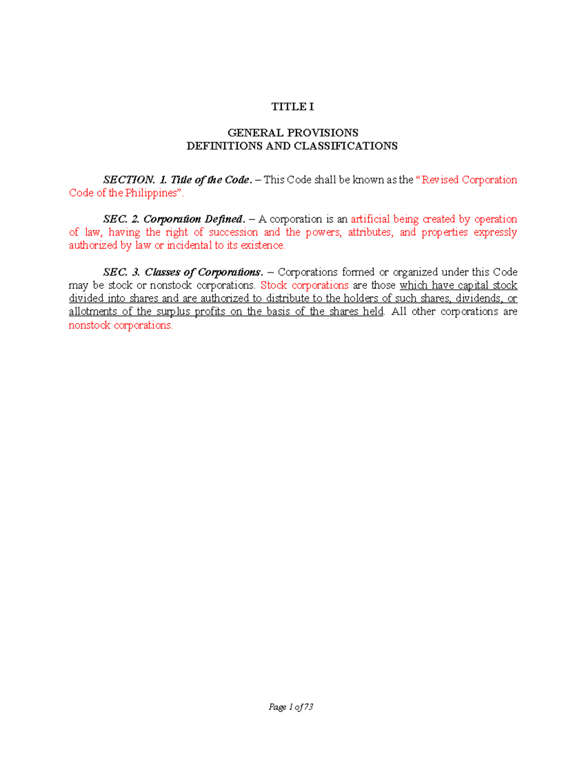 Title I General Provisions - TITLE I GENERAL PROVISIONS DEFINITIONS AND ...