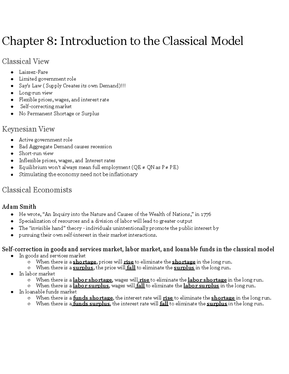 Econ 8 - Notes - Chapter 8: Introduction to the Classical Model ...