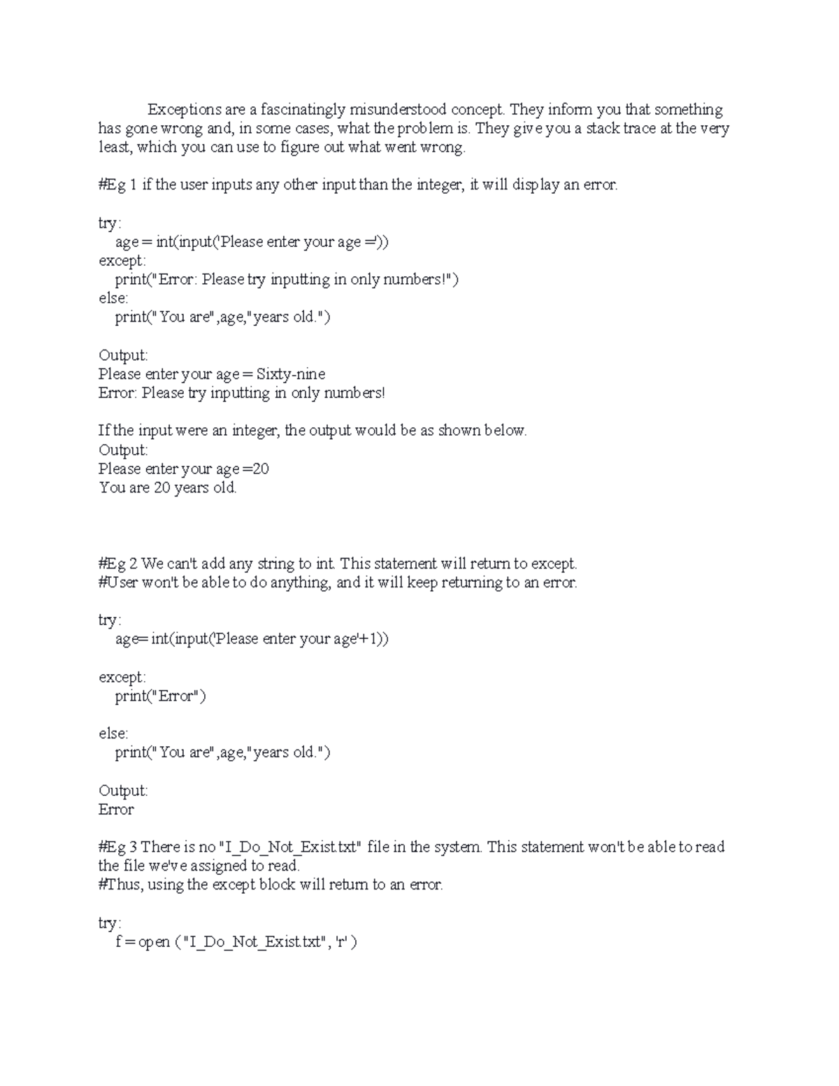 CS 1101 Discussion Forum Unit 8 - Exceptions are a fascinatingly ...