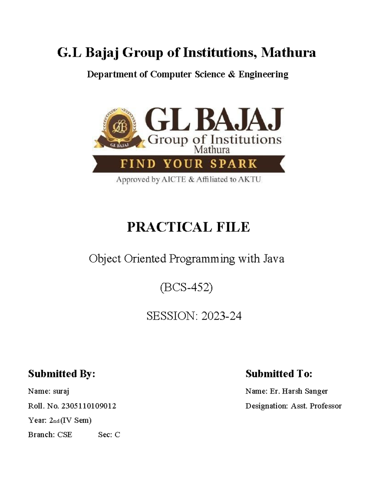 Java - good notes - G Bajaj Group of Institutions, Mathura Department ...