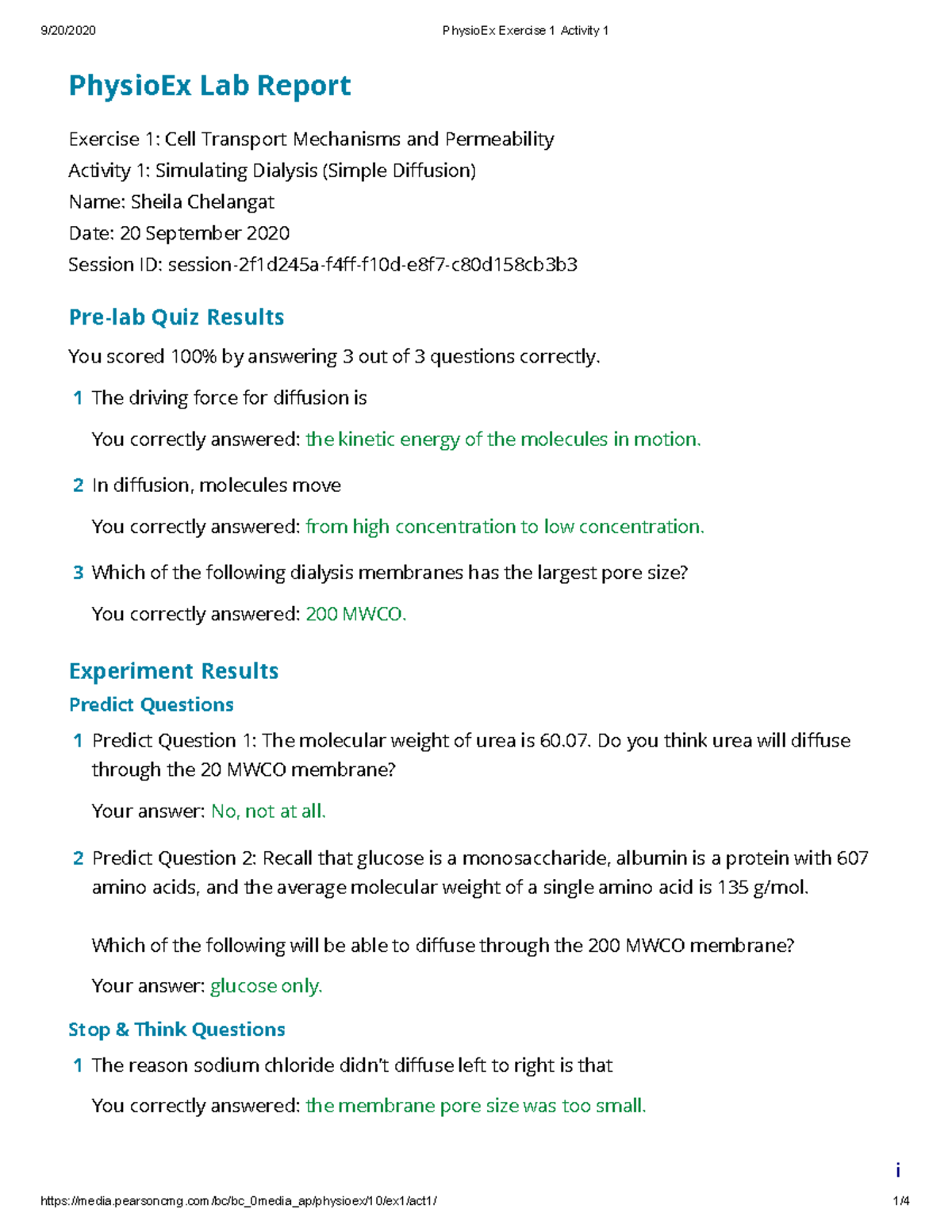 Physio Ex Exercise 1 - PhysioEx Lab Report Exercise 1: Cell Transport ...