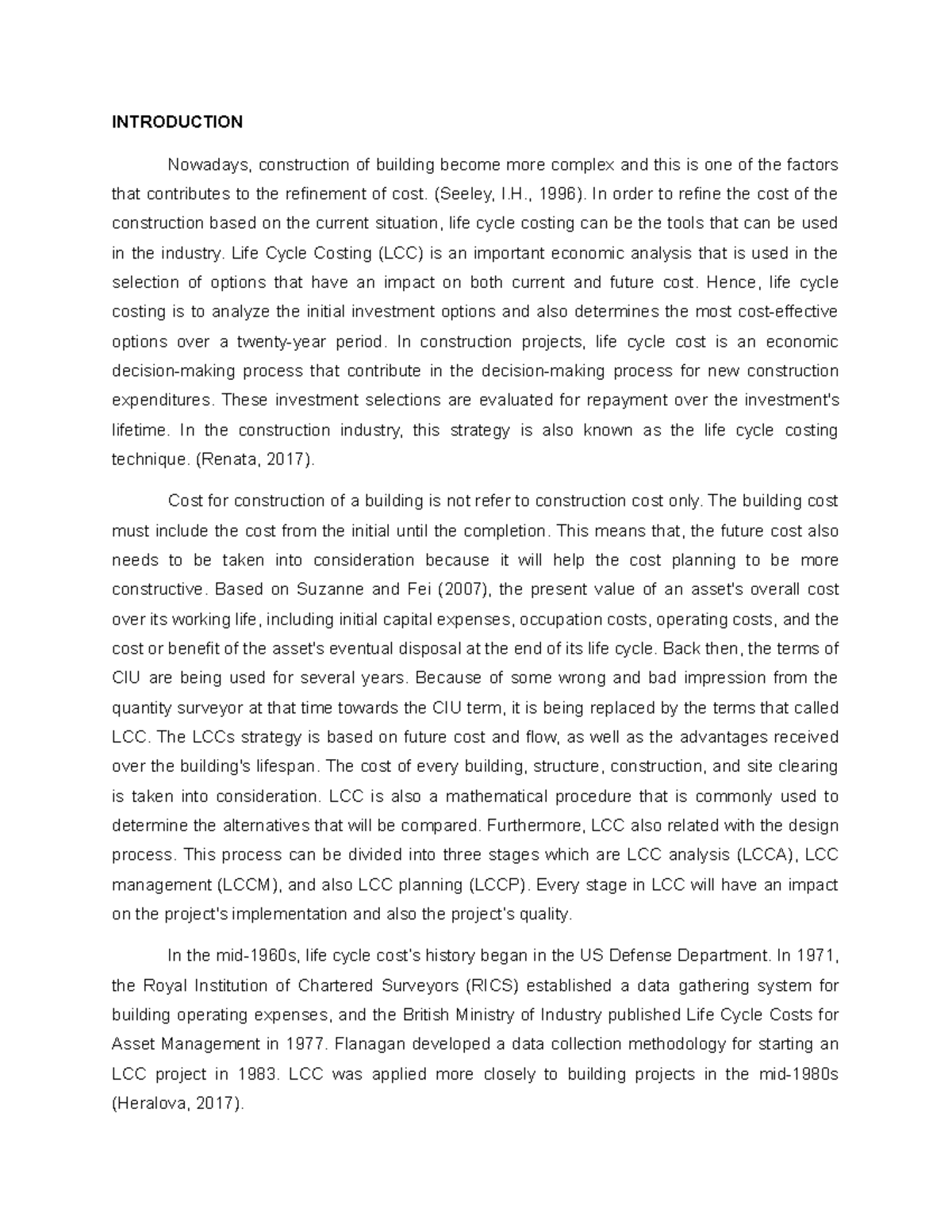 Introduction, Conclusion & Recommendation LCC - Quantity Surveying ...