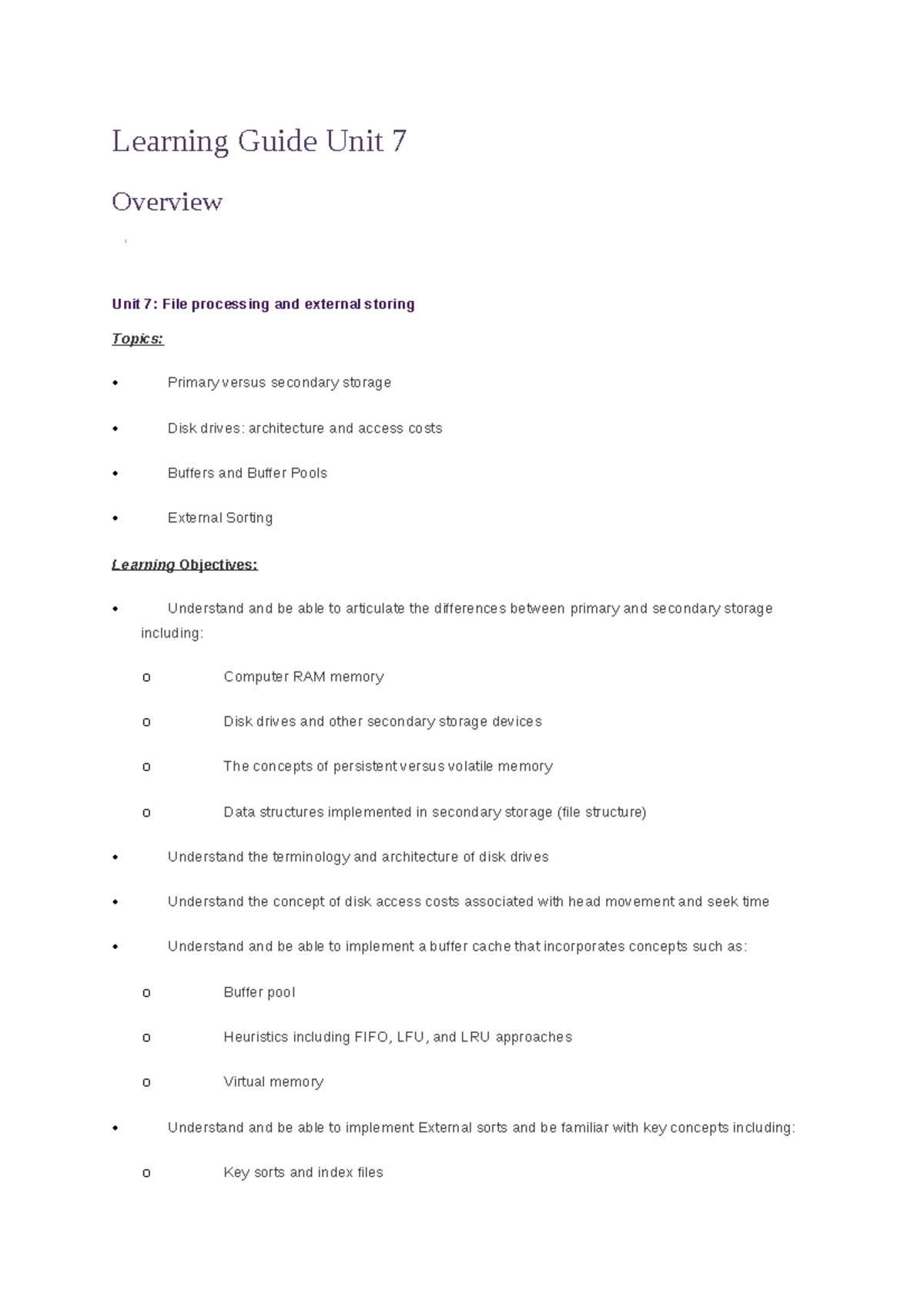 Learning Guide Unit 7 - It is important to understand what ...