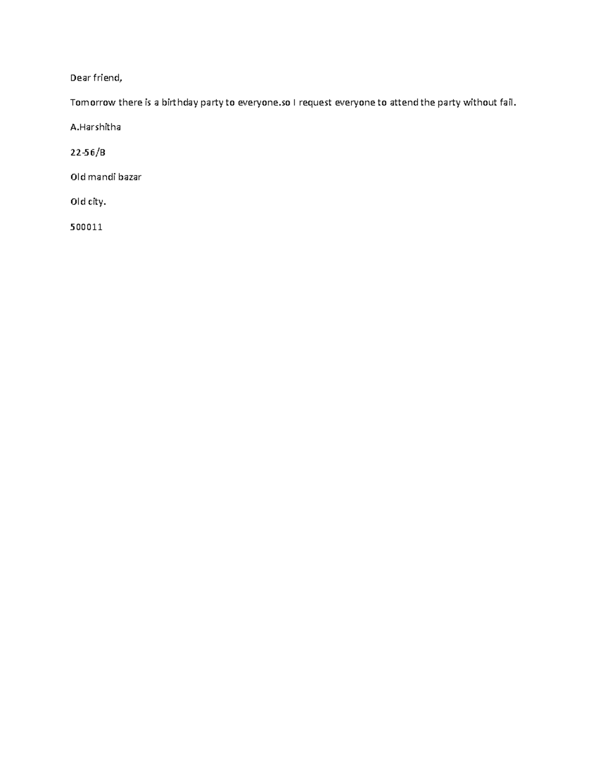 Name - pdf of question bank - Tomorrow there is a birthday party to ...