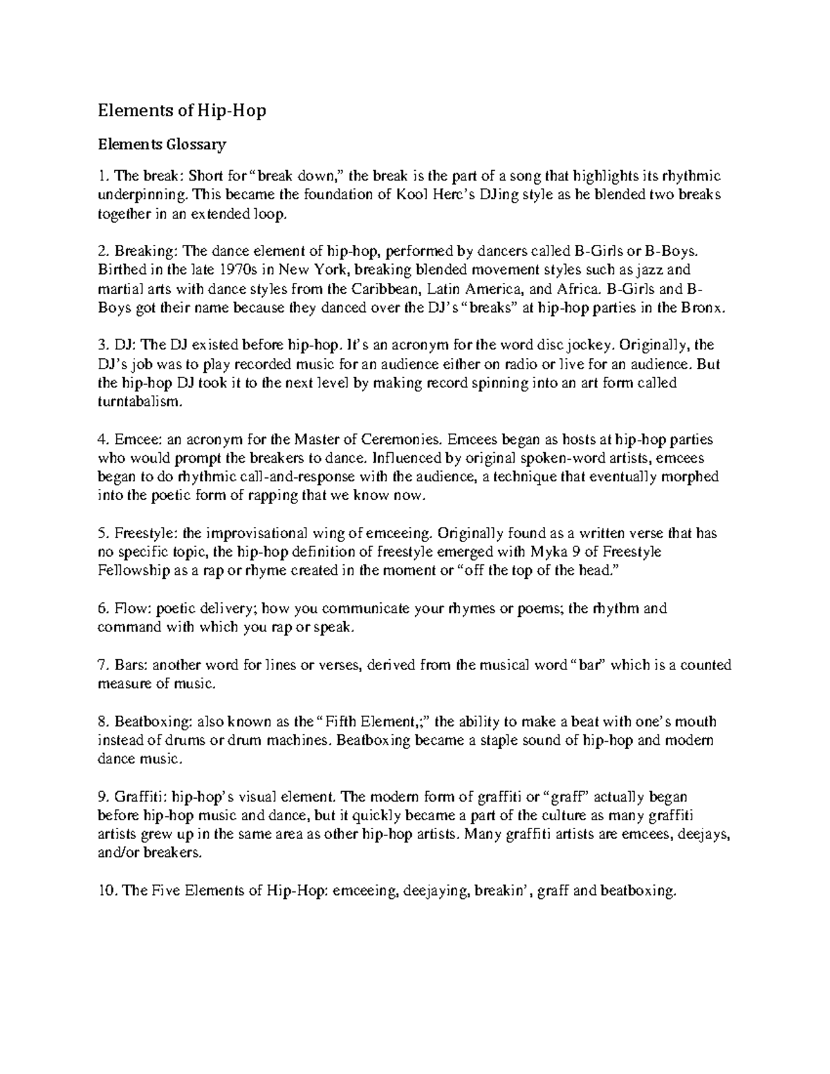 Elements of Hip-hop - all of this areimportant - Elements of Hip-Hop ...