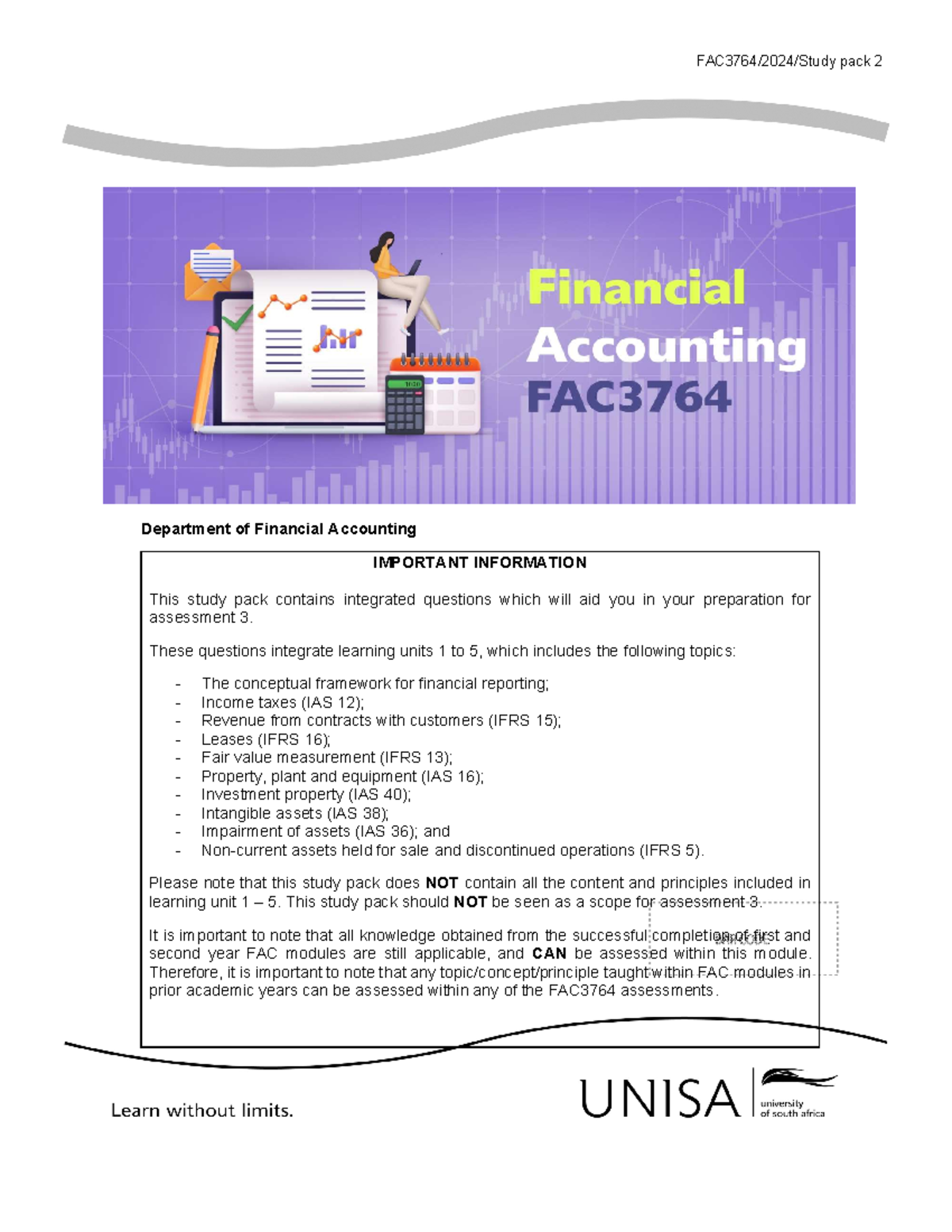 FAC3764 2024 Study pack 2 - Department of Financial Accounting ...
