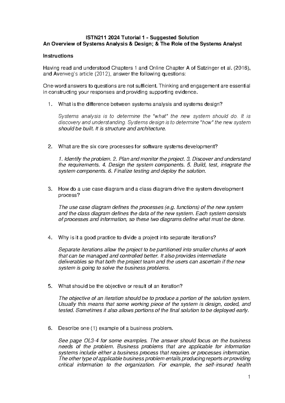 ISTN211 2024 - Tutorial 1 Suggested Solution - ISTN211 2024 Tutorial 1 - Suggested Solution An ...