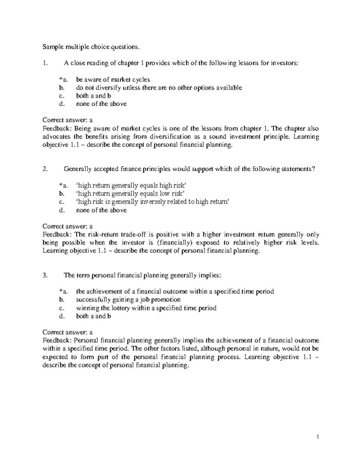 Sample/practice exam 3 June 2017, questions and answers - Sample ...