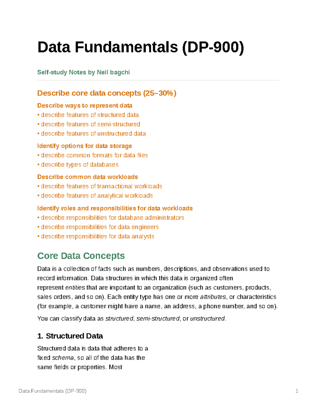 DP900 Notes - Data Fundamentals (DP-900) Self-study Notes by Neil ...