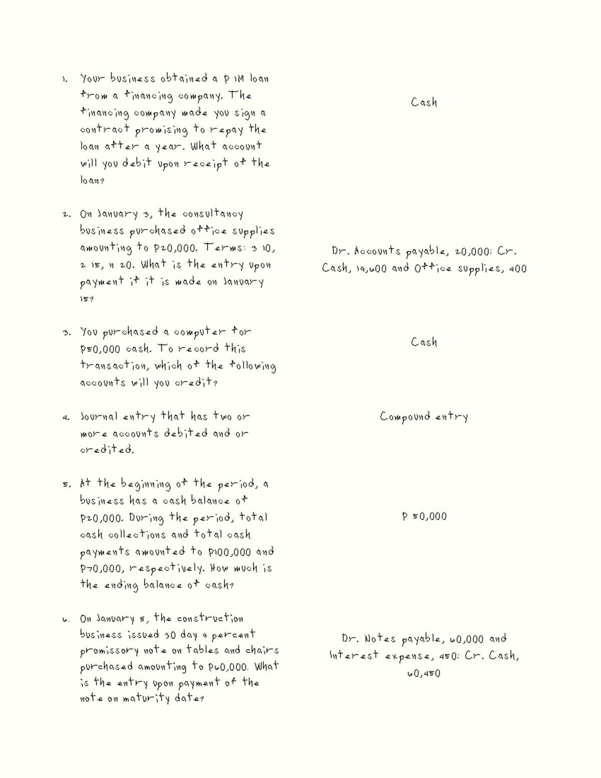 Quiz 7 - Fundamentals of Accounting Assignment - Your business obtained a P 1M loan from a ...
