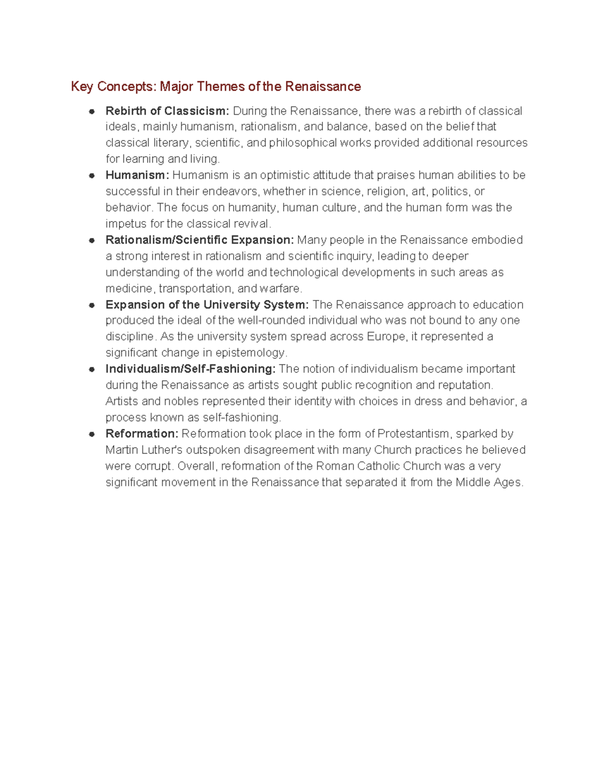 The Renaissance: Key Concepts - Key Concepts: Major Themes of the ...