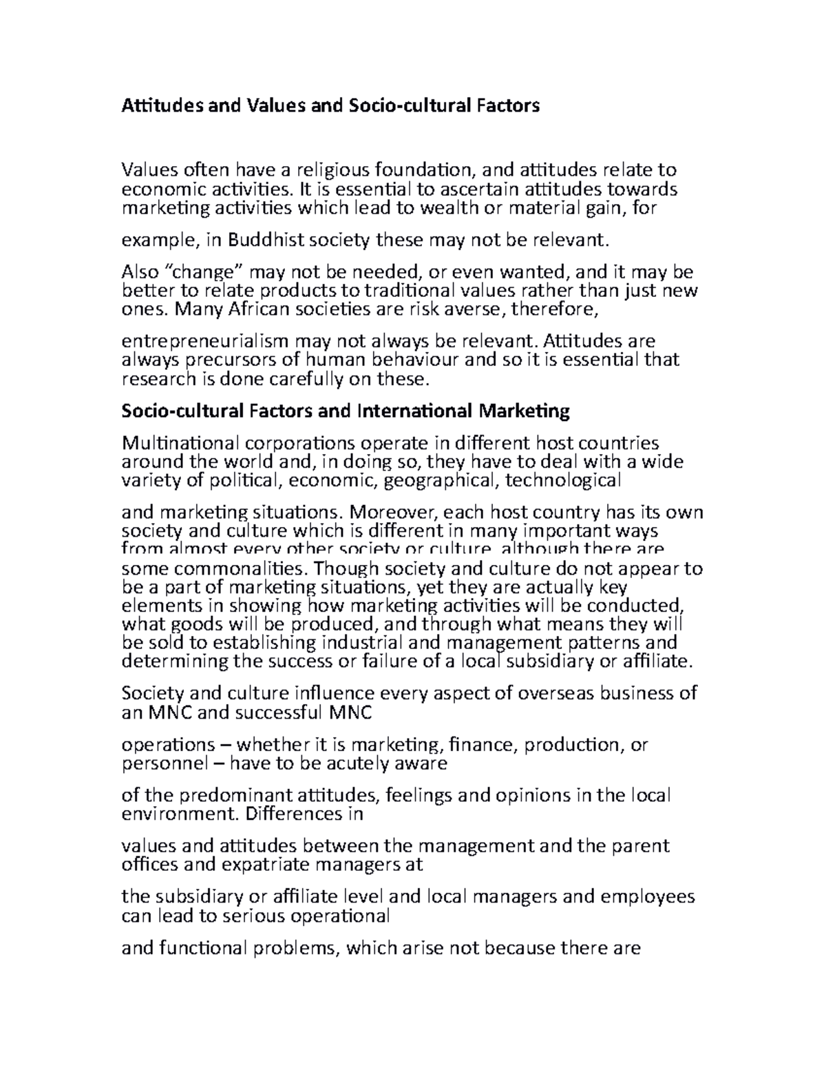 Attitudes and Values and Socio-cultural Factors - It is essential to ...