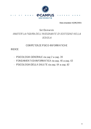 Esame finale - Set Domande PROVA FINALE MASTER AREA SCUOLA Docente ...